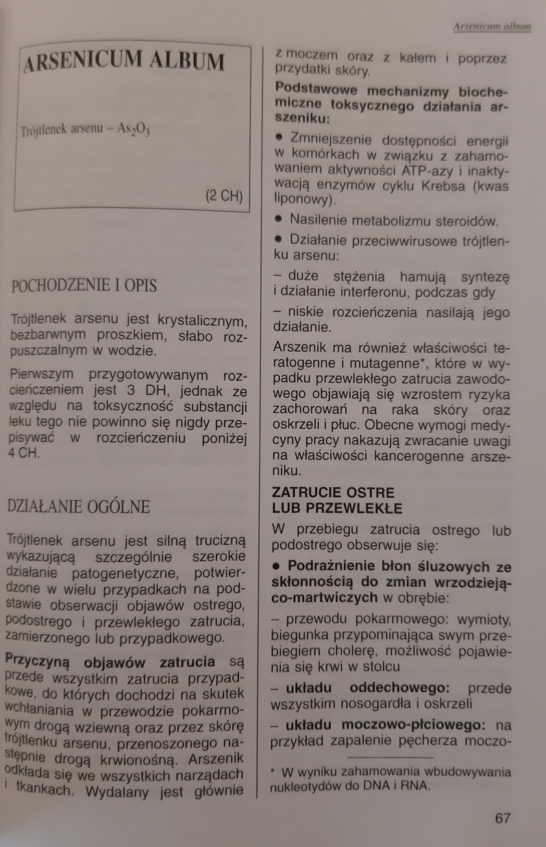 Materia Medica - Arsenicum album - Homeopatia Polska