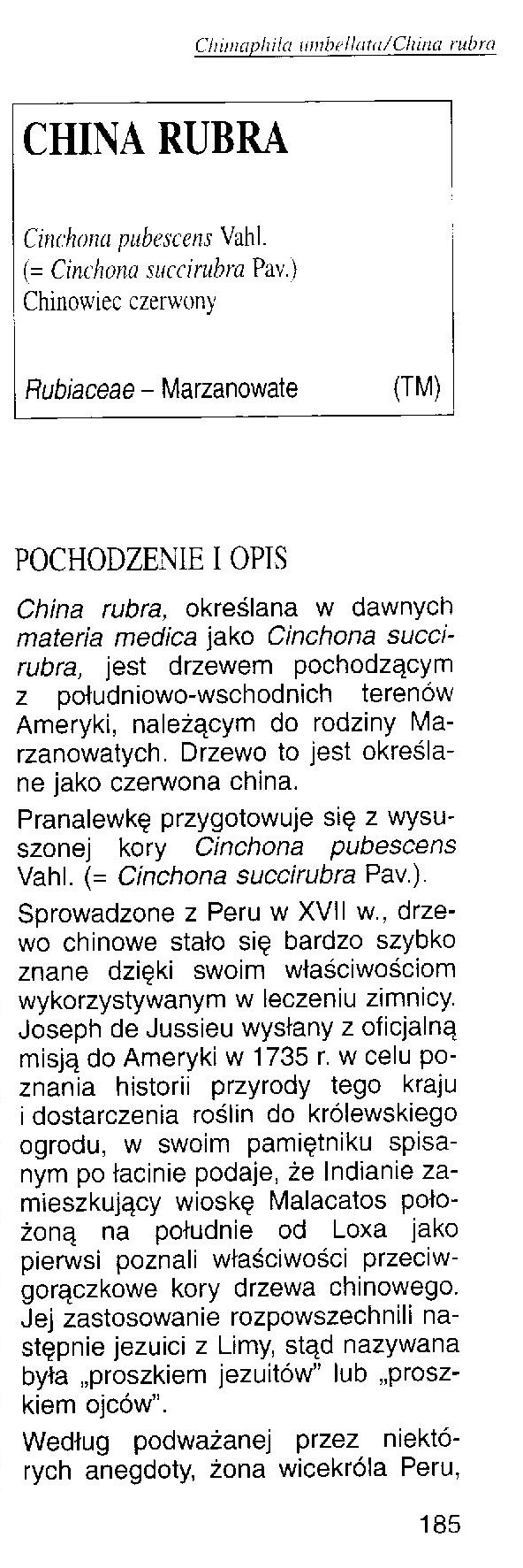 Materia Medica - China Rubra - Homeopatia Polska