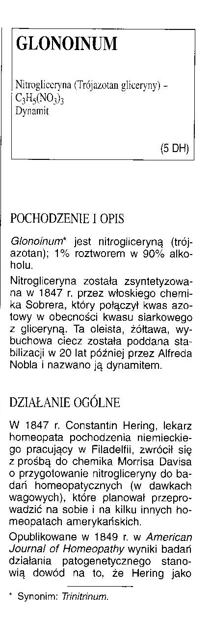 Materia Medica - Glonoinum - Homeopatia Polska