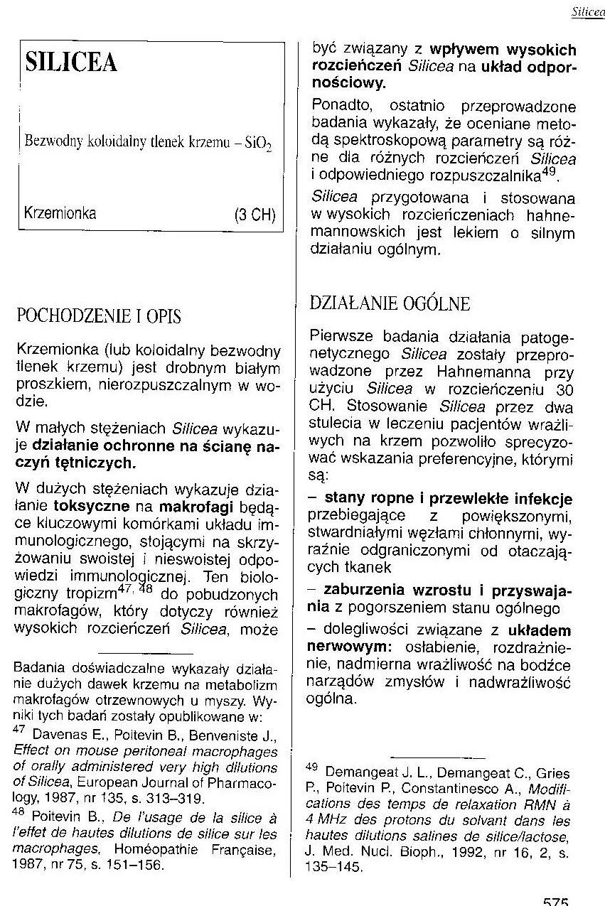 Materia Medica - Silicea - Homeopatia Polska